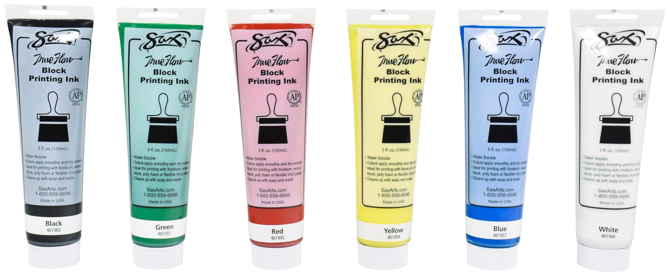 Amazon.com: Sax True Flow Block Printing Ink, 5 Ounce Tubes, Assorted ...