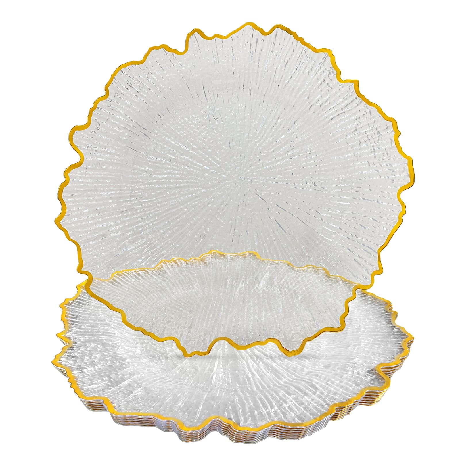 Amazon.com | CN JIAHE 13inch Clear Acrylic Reef Gold Rim Charger Plates ...