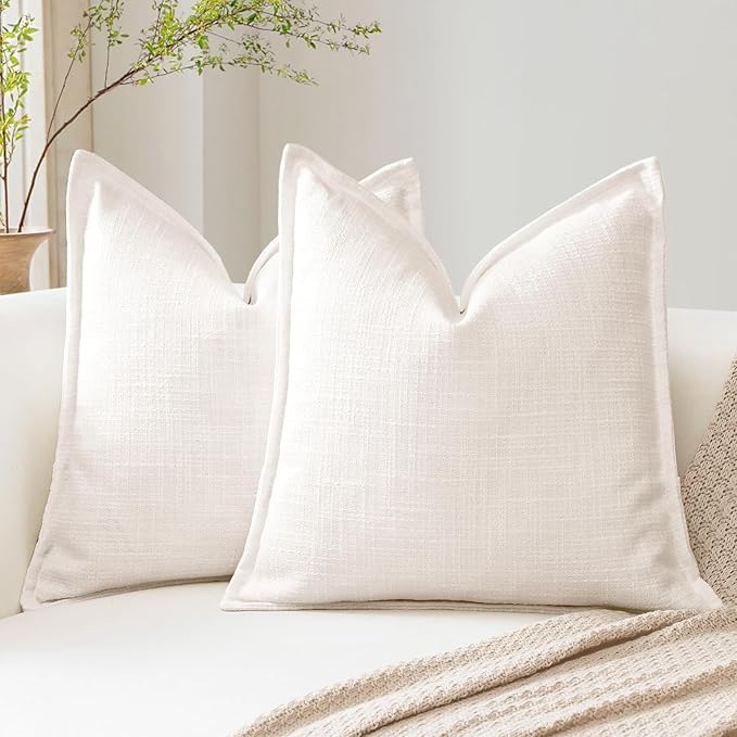 Amazon.com: OTOSTAR Pack of 2 Cream Decorative Pillow Covers 14x14 Inch ...