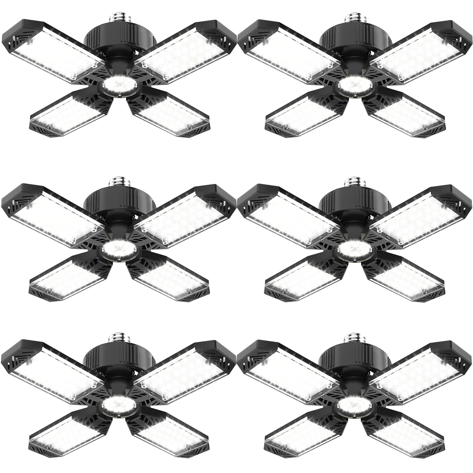 Garage Light - 6PACK 130W 13000LM Deformable 4+1 Panel LED Garage Light ...