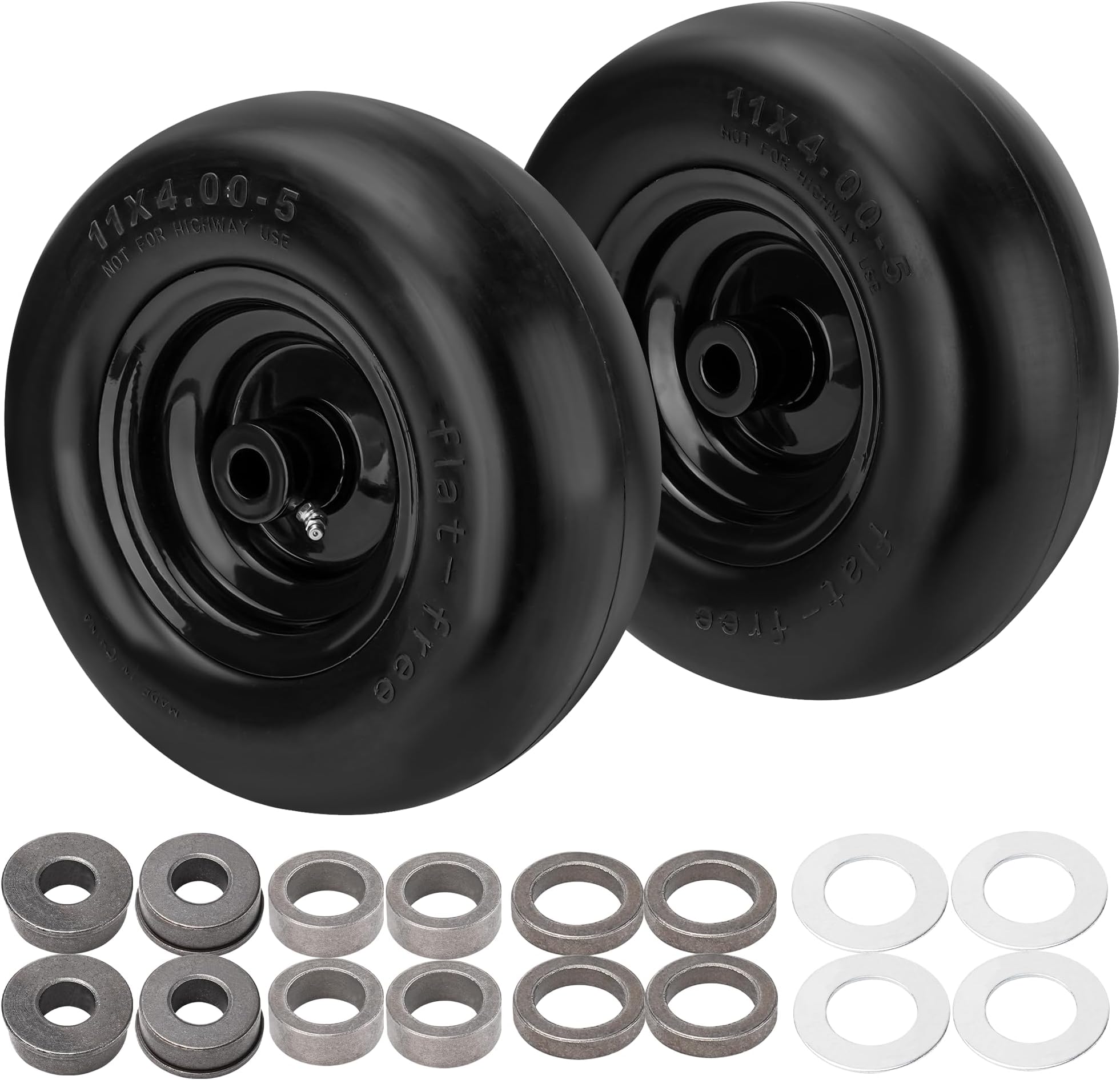 Amazon.com: Set of 2-11x4.00-5 Flat Free Assemblies - Compatible with ...