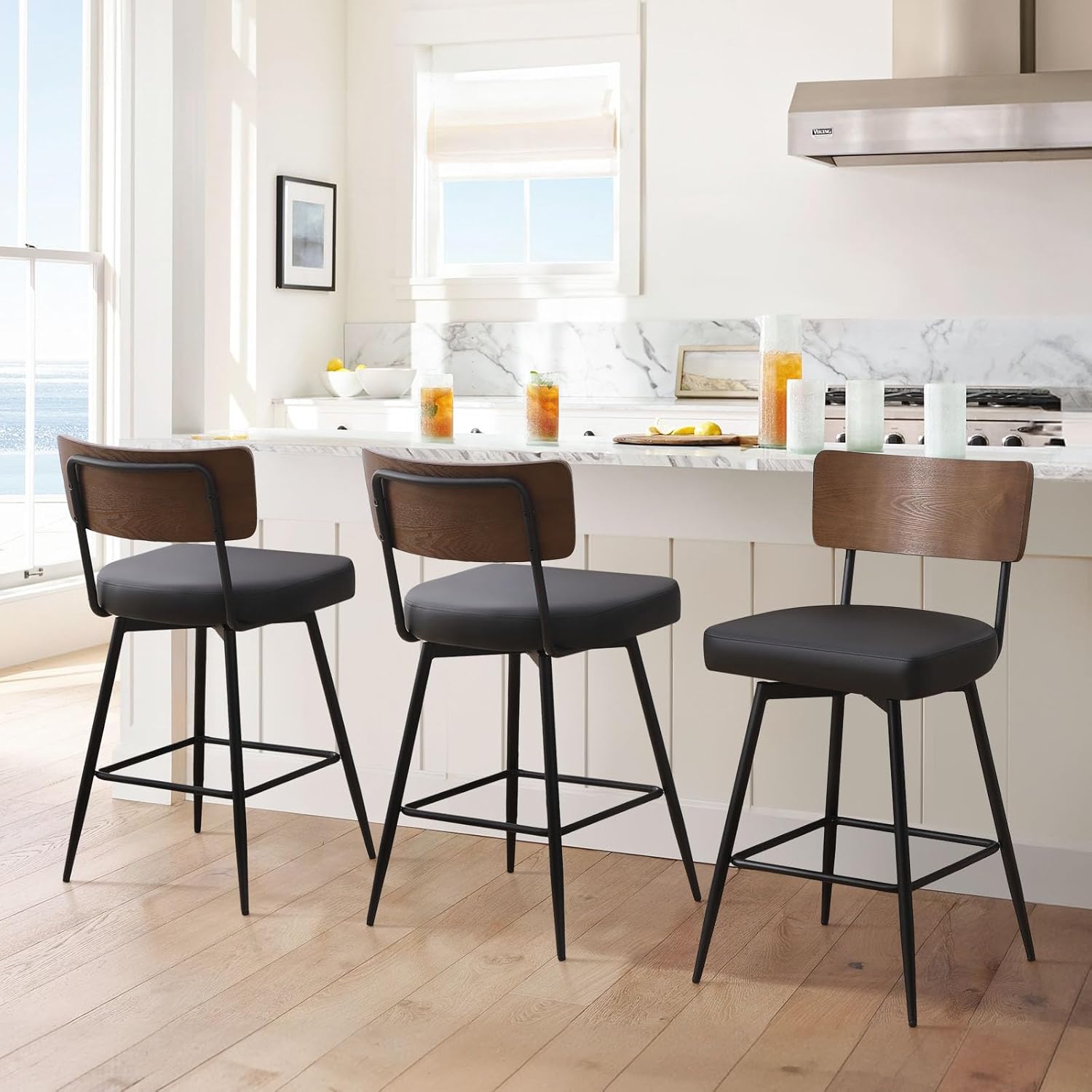 Amazon.com: Bekrvio Counter Height Swivel Bar Stools Set of 3 ...