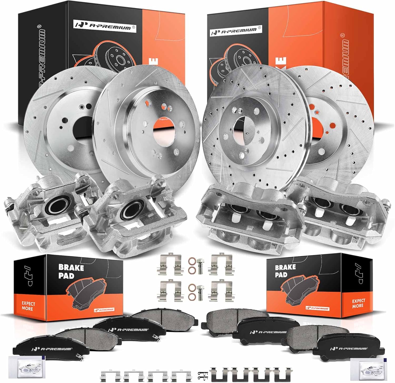 Amazon.com: A-Premium Front and Rear Drilled and Slotted Disc Brake Rotors and Ceramic Pads Kit ...
