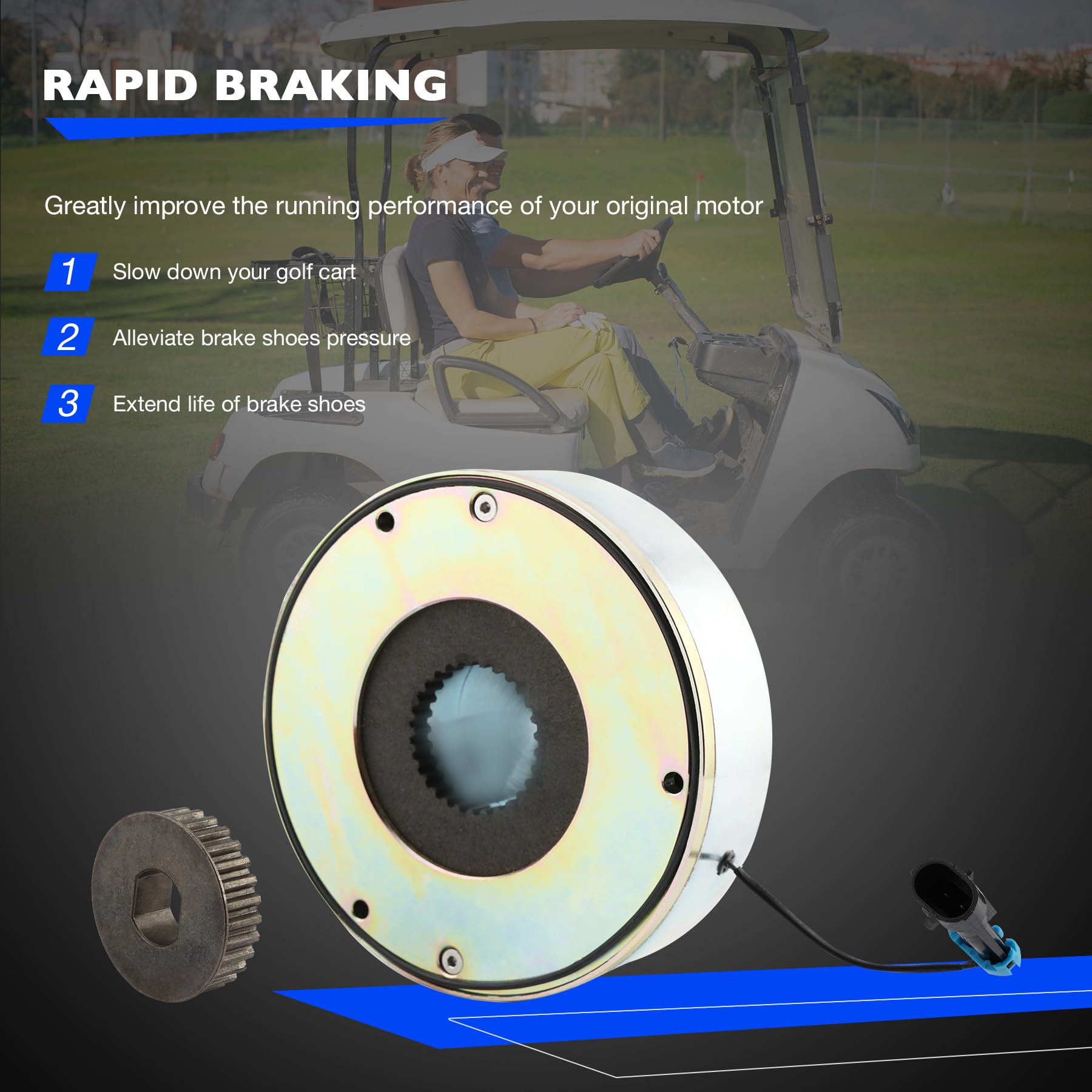 Upgraded Golf Cart Motor Brake, Compatible with 2008-2019 EZGO RXV 48V ...