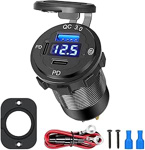 Linkstyle USB Car Charger Socket, Dual 27W PD USB C & 18W QC3.0 Ports ...