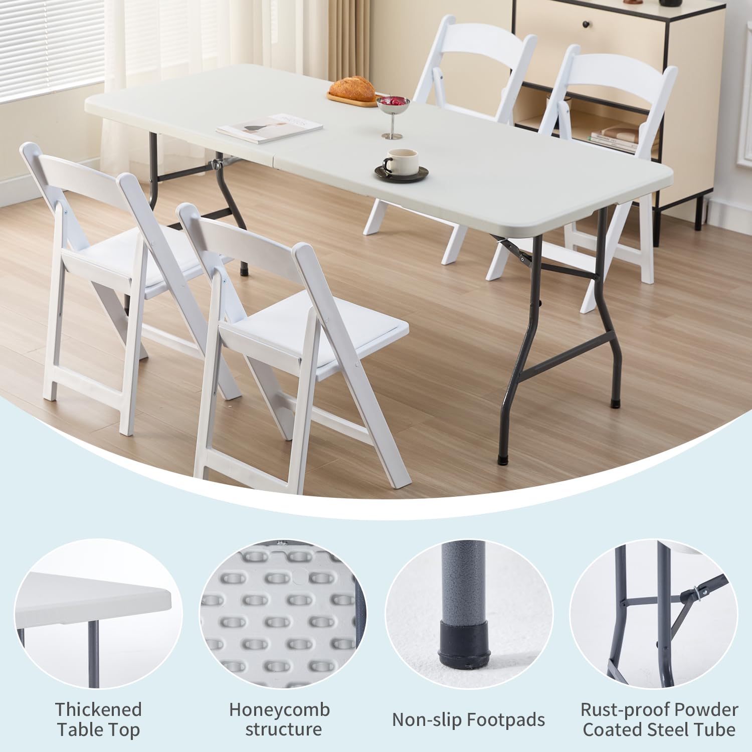 Snapklik.com : KAIHAOWIN Folding Table 6ft, Indoor/Outdoor Heavy Duty ...