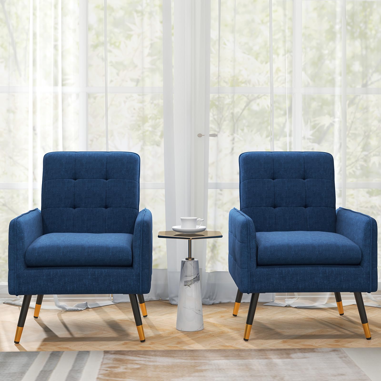 Amazon.com: Giantex Modern Mid-Century Accent Chair Set of 2 ...