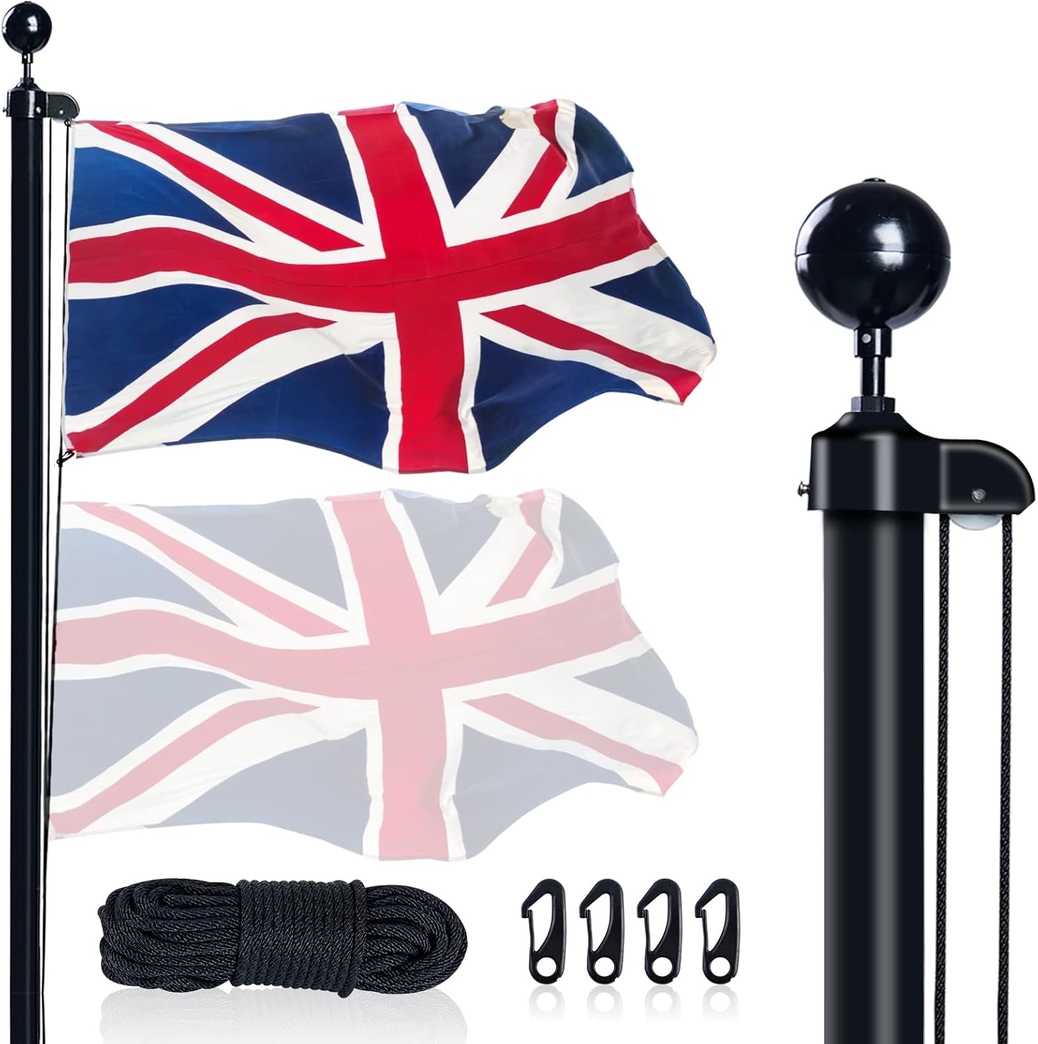 NQ 20FT Flag Poles for Garden, Sectional Heavy Duty Aluminum Flag Pole ...