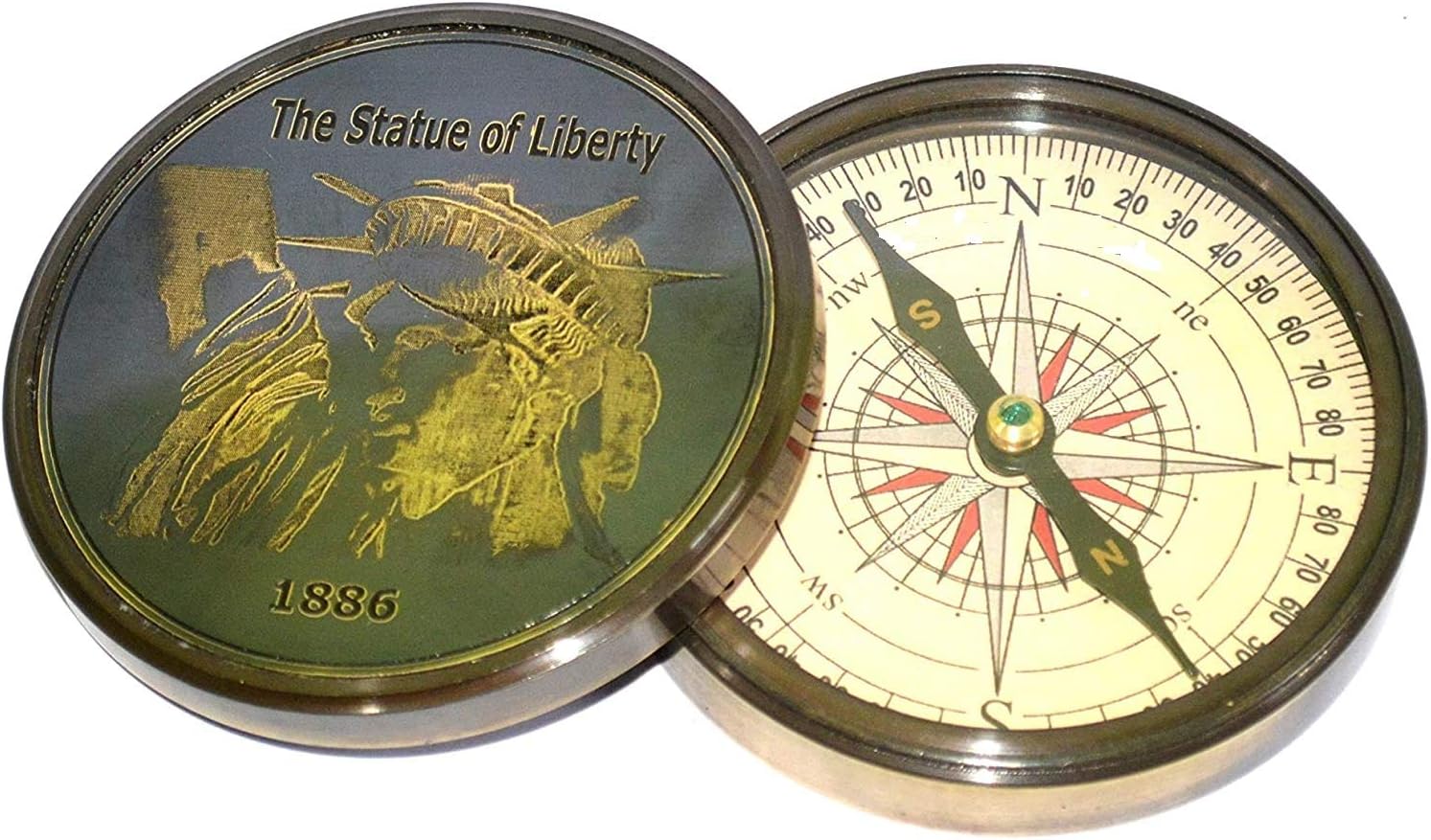 Amazon.com : Nautical India Brass Poem Compass 4 inch The Statue of ...