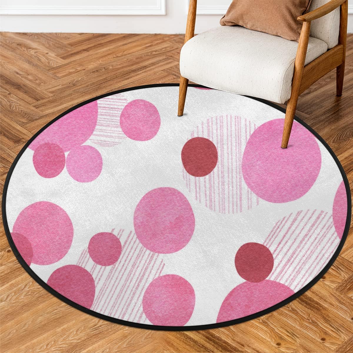 Amazon.com: Morden Round Rug 3Ft Pink Polka Dot Round Area Rug for ...
