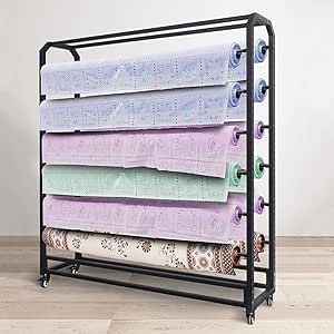 Amazon.com: Large Textile Fabric Roll Storage Rack with Adjustable ...