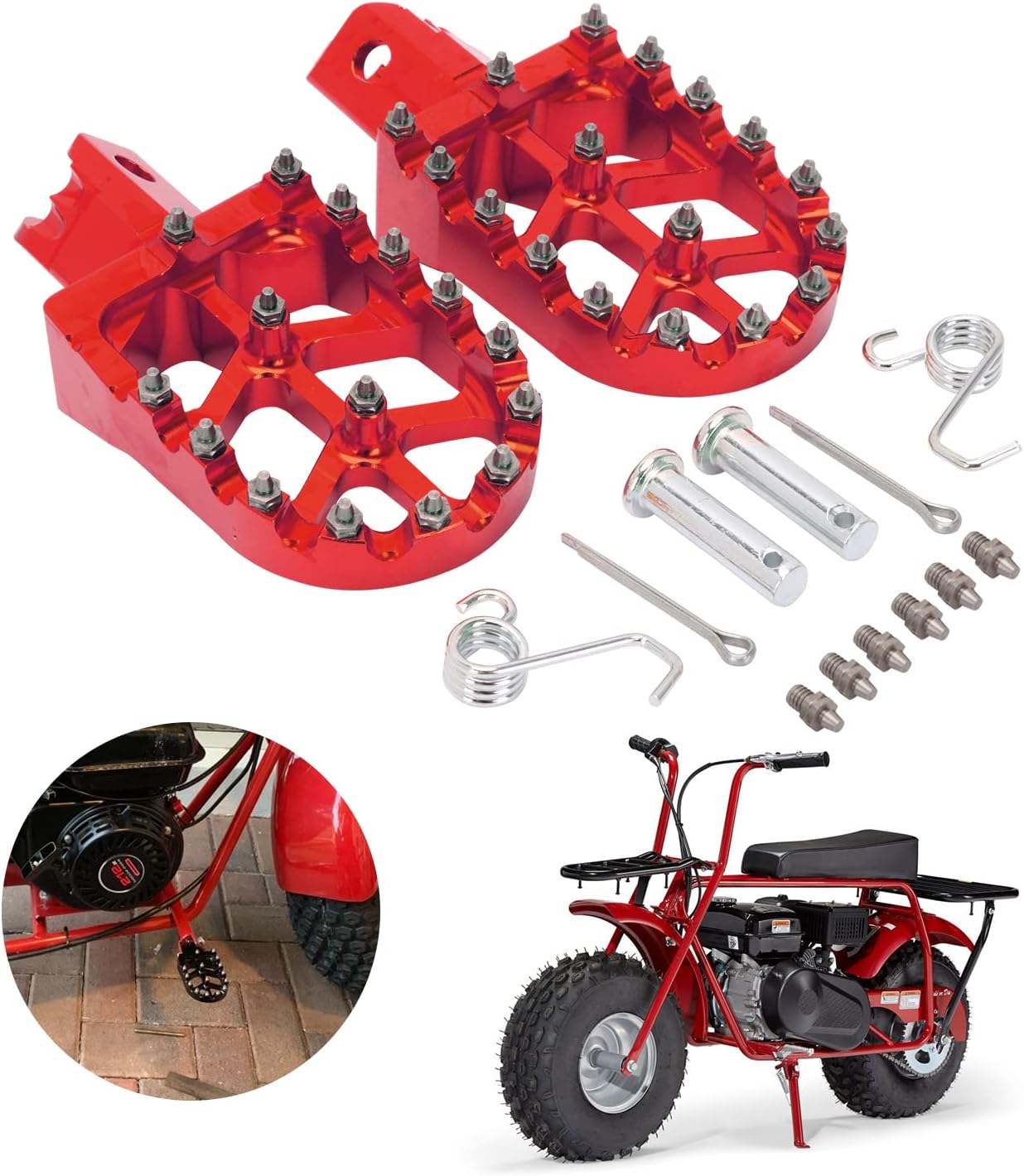 Funparts Mini Bike Foot Pegs Footrest Bracket Set MX Style CNC For CT200U CT200U-EX BT200X ...