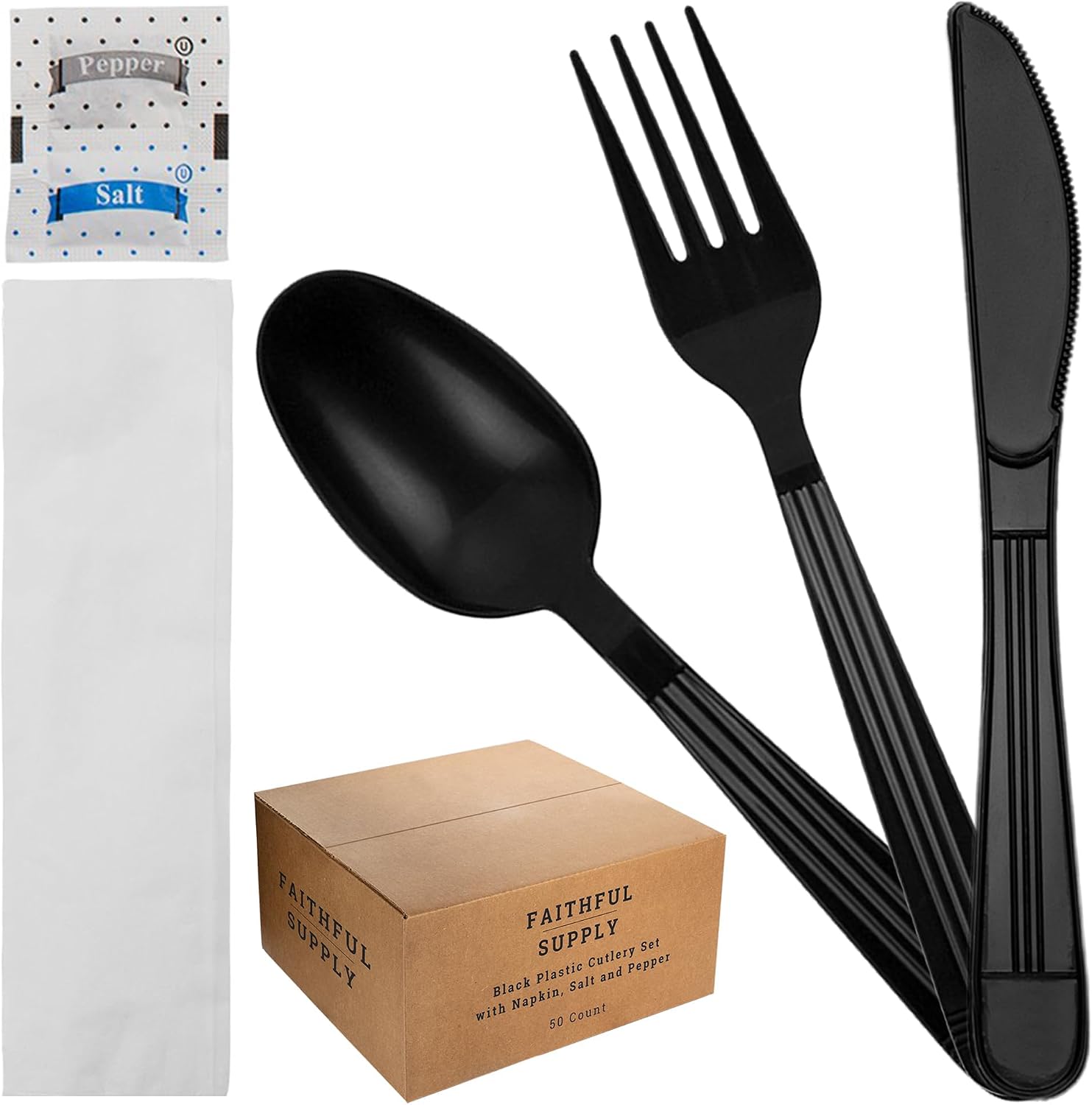 Amazon.com: Faithful Supply 750ct Bulk Black Plastic Silverware ...