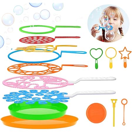 Joyibay Bubble Wands Set, 15 Pcs Big Bubbles Wand Kit Kids Bubble Wand ...