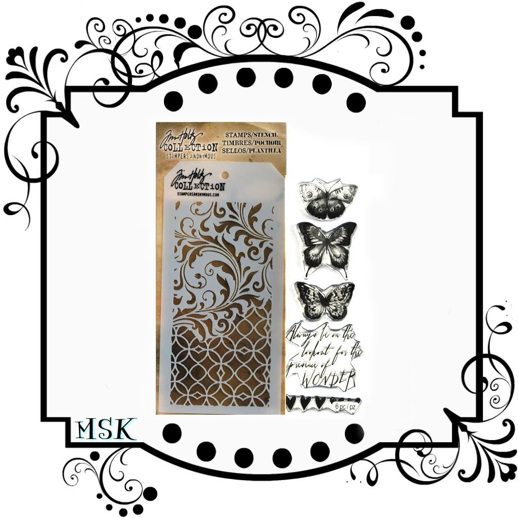 Amazon.com : Tim Holtz Stencil & Stamp SET-THMM104 : Arts, Crafts & Sewing