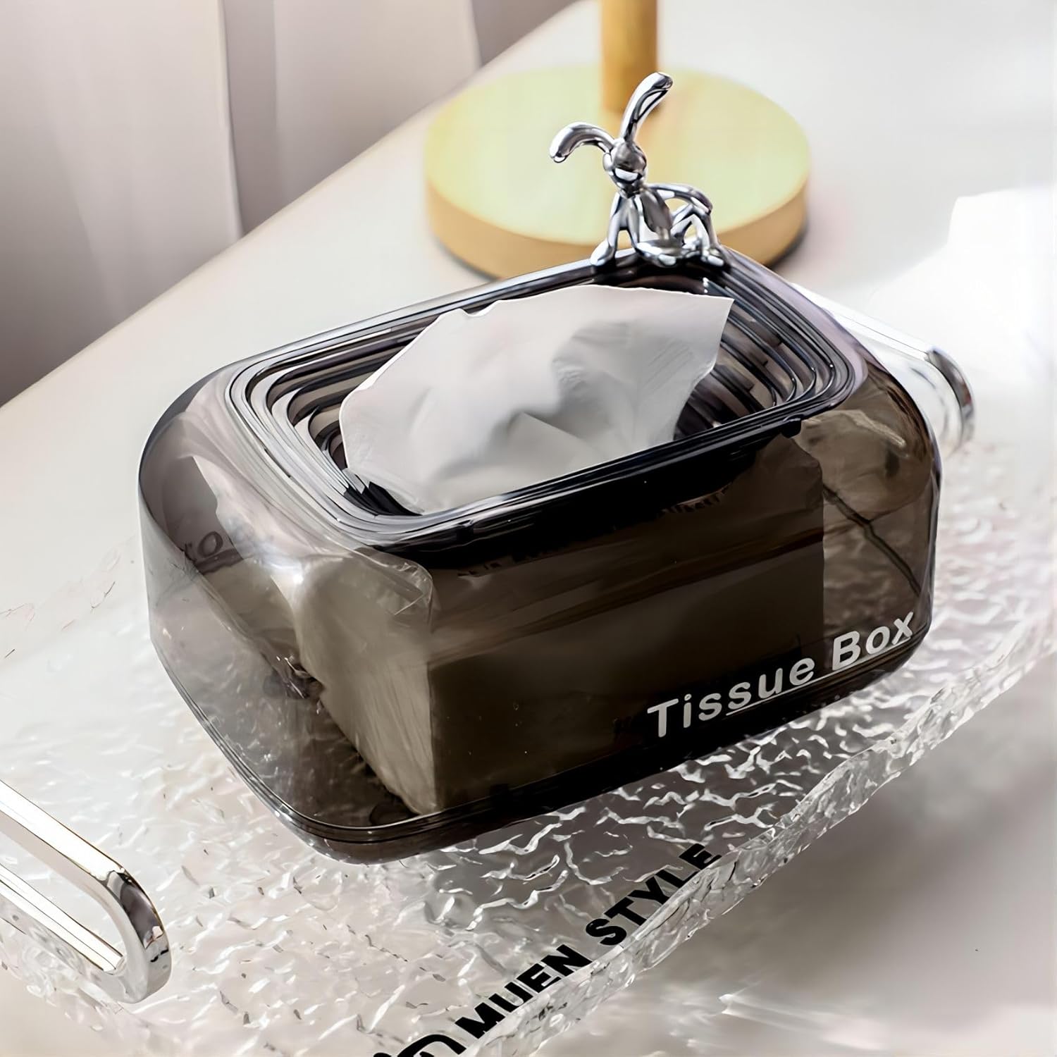 Amazon.com: CHOWONE Self Sinking Rectangular Tissue Box Cover, Black ...