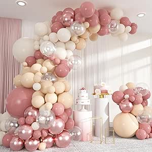 Amazon.com: 137pcs Retro Dusty Pink and Rose Pink Balloons Garland Arch Kit - 18/12/10/5 Inch ...
