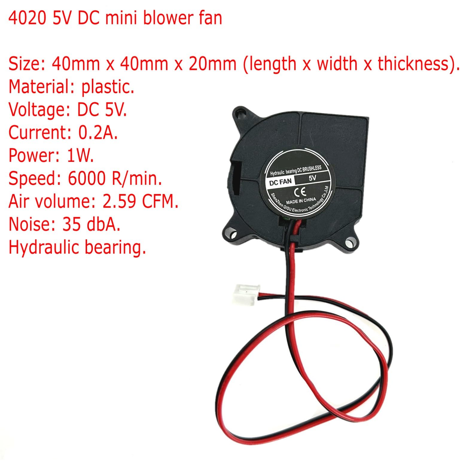 Laptop Fan 2-Pack 4010 Blower Fans 5V DC - 40x40x10mm Hydraulic Bearing ...
