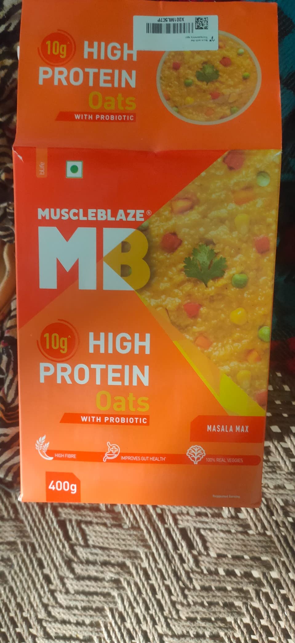 MuscleBlaze High Protein Oats, Masala Max, 10 g Protein, Added ...