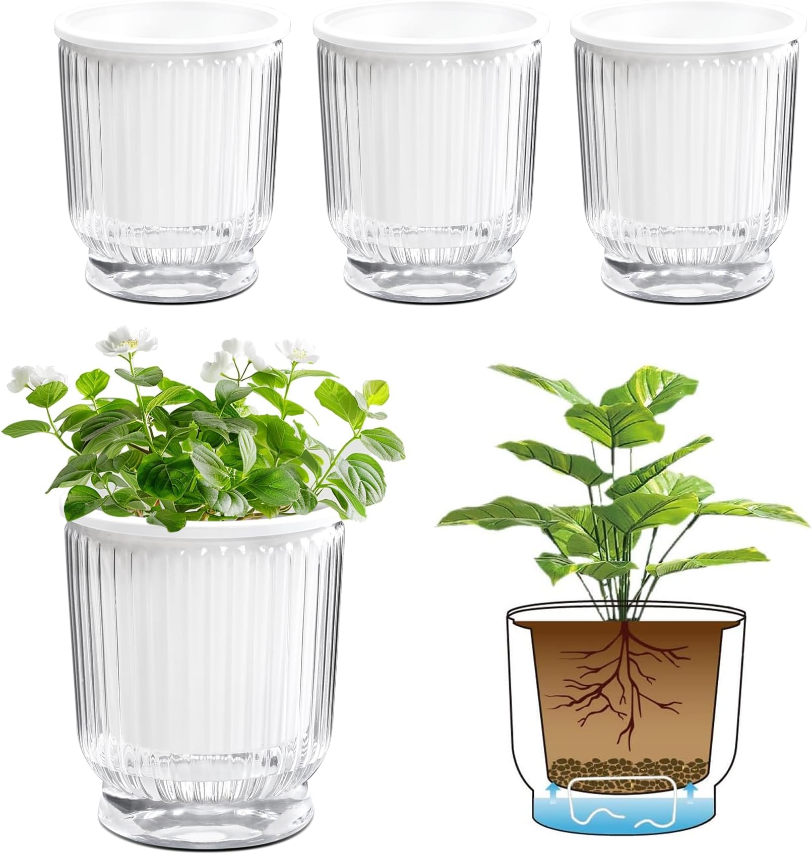 Amazon.com: IWNTWY Self Watering Pots for Indoor Plants, 3 Pack 5/4.1/2 ...