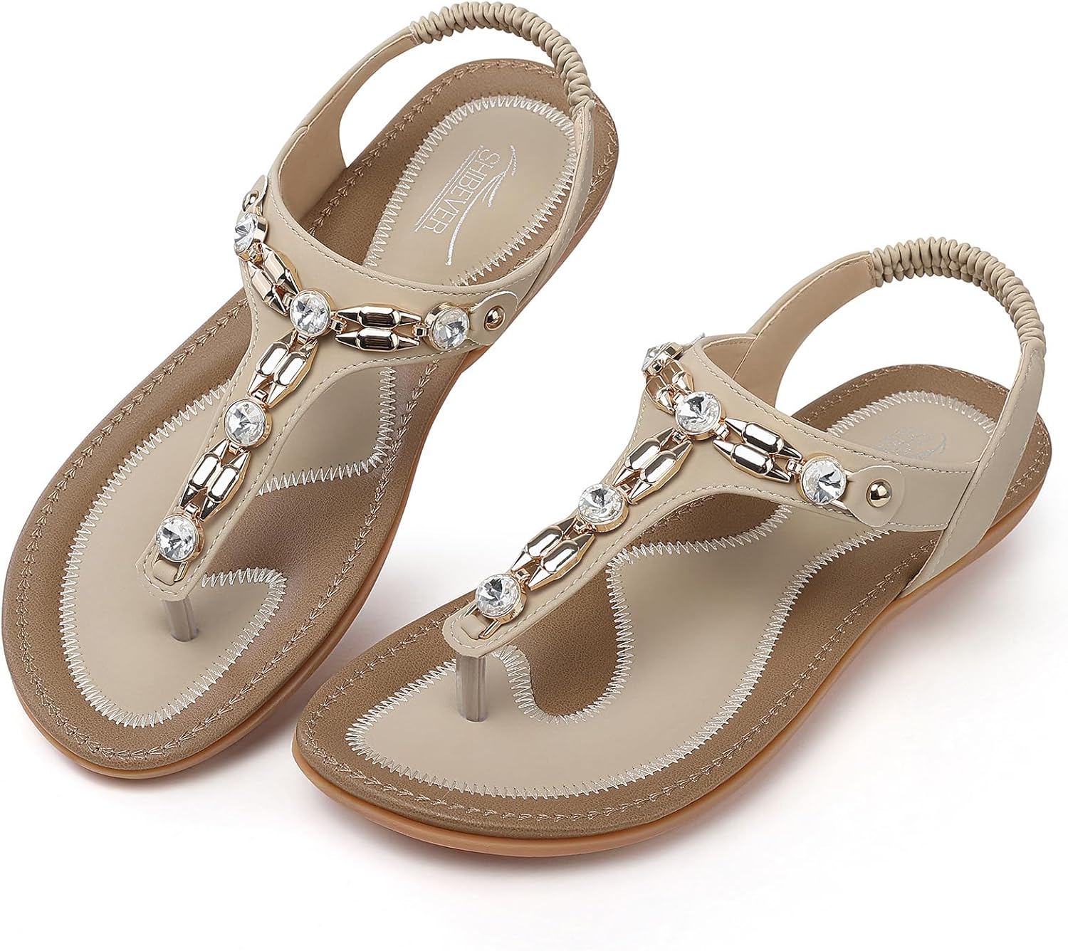 Amazon.com | SHIBEVER Flat Sandals for Women Dressy: Size 7 Summer ...