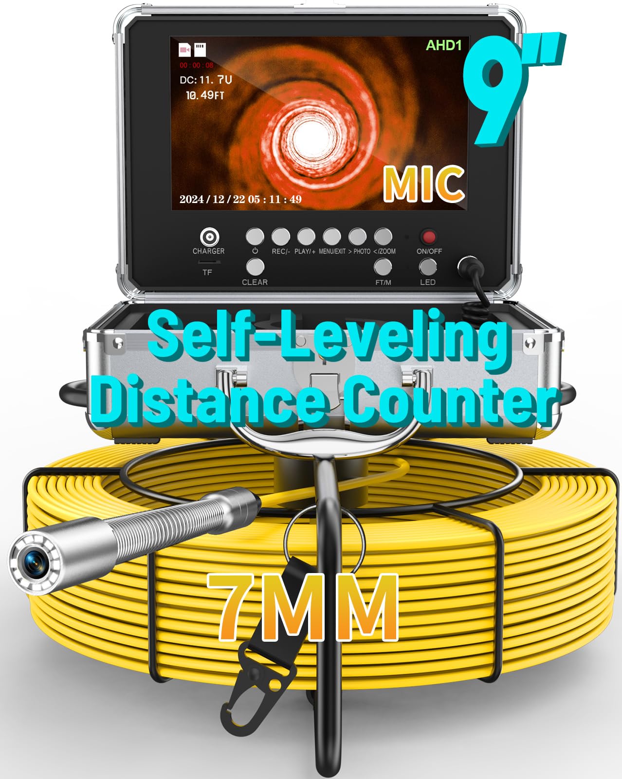 Amazon.com: Anysun Self Leveling Sewer Camera 100ft with Distance ...