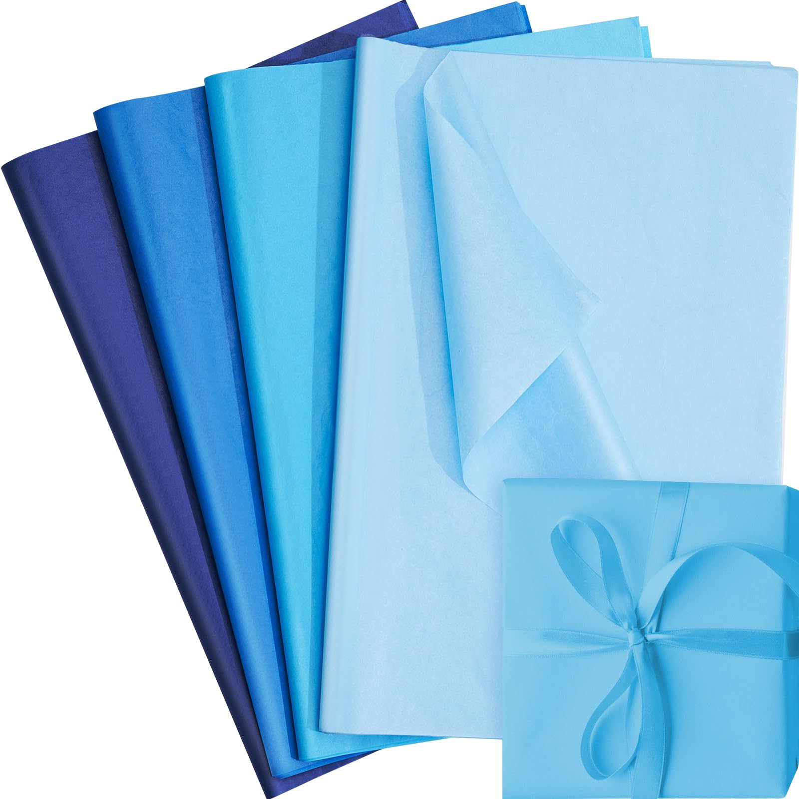 Snapklik.com : Qilery 500 Sheets Blue Series Tissue Paper 15 X 20 Inch ...