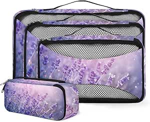 Amazon.com: Lavender Flowers 4 Piece Packing Travel Organizer Cubes Set ...