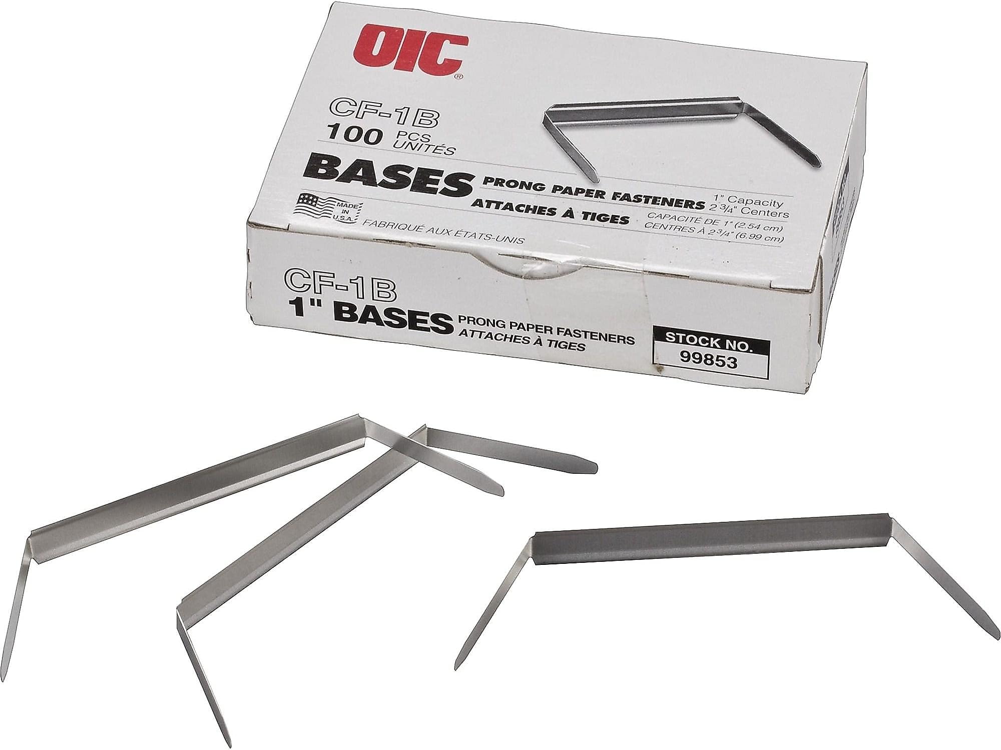 Officemate Prong Paper Fastener, Bases Only, 1-Inch Capacity, 2.75-Inch ...