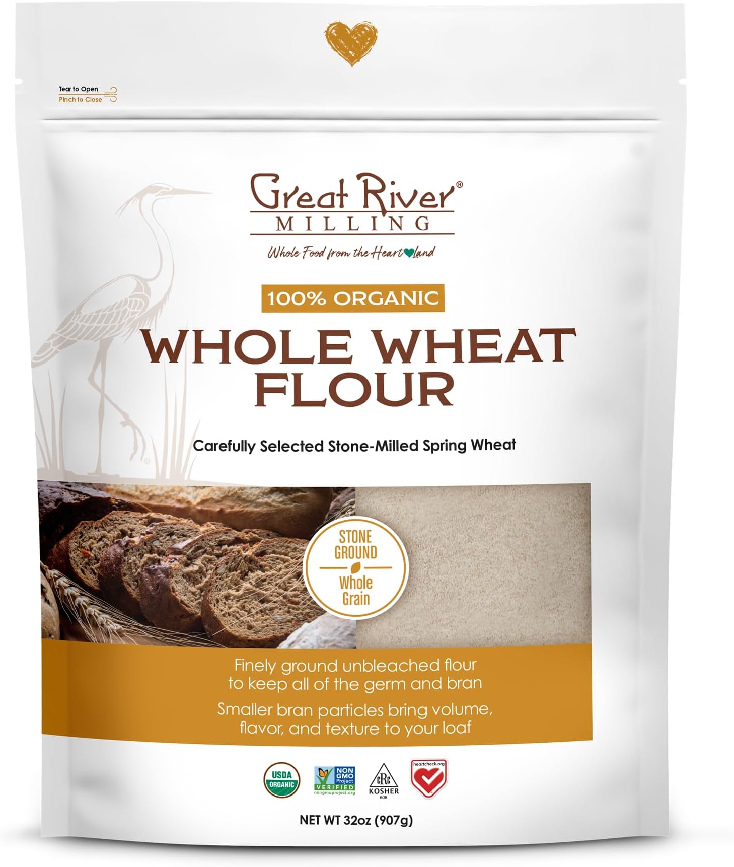 Amazon.com : Great River Milling Organic Whole Wheat Flour, 32oz ...