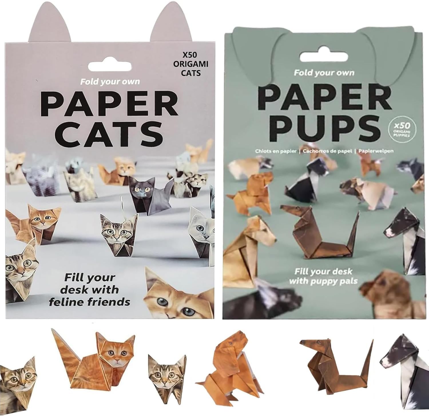 DIY Cat Origami Paper Kit, 100 Sheets Paper Cats & Pups Kit, 3D Cat Dog ...