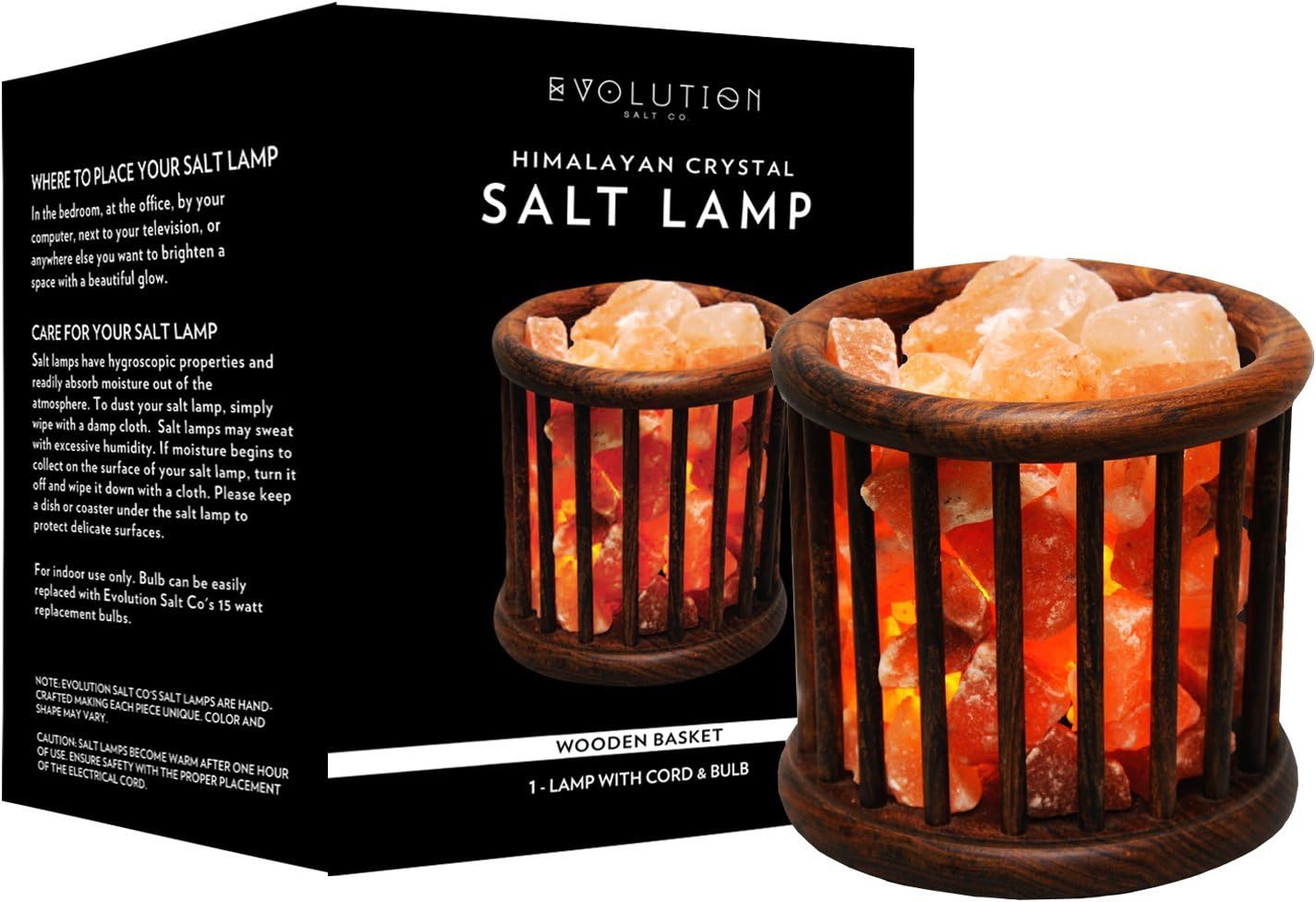 Amazon.com: Evolution Salt - Basket Crystal Himalayan Salt Lamp Wood 8 ...