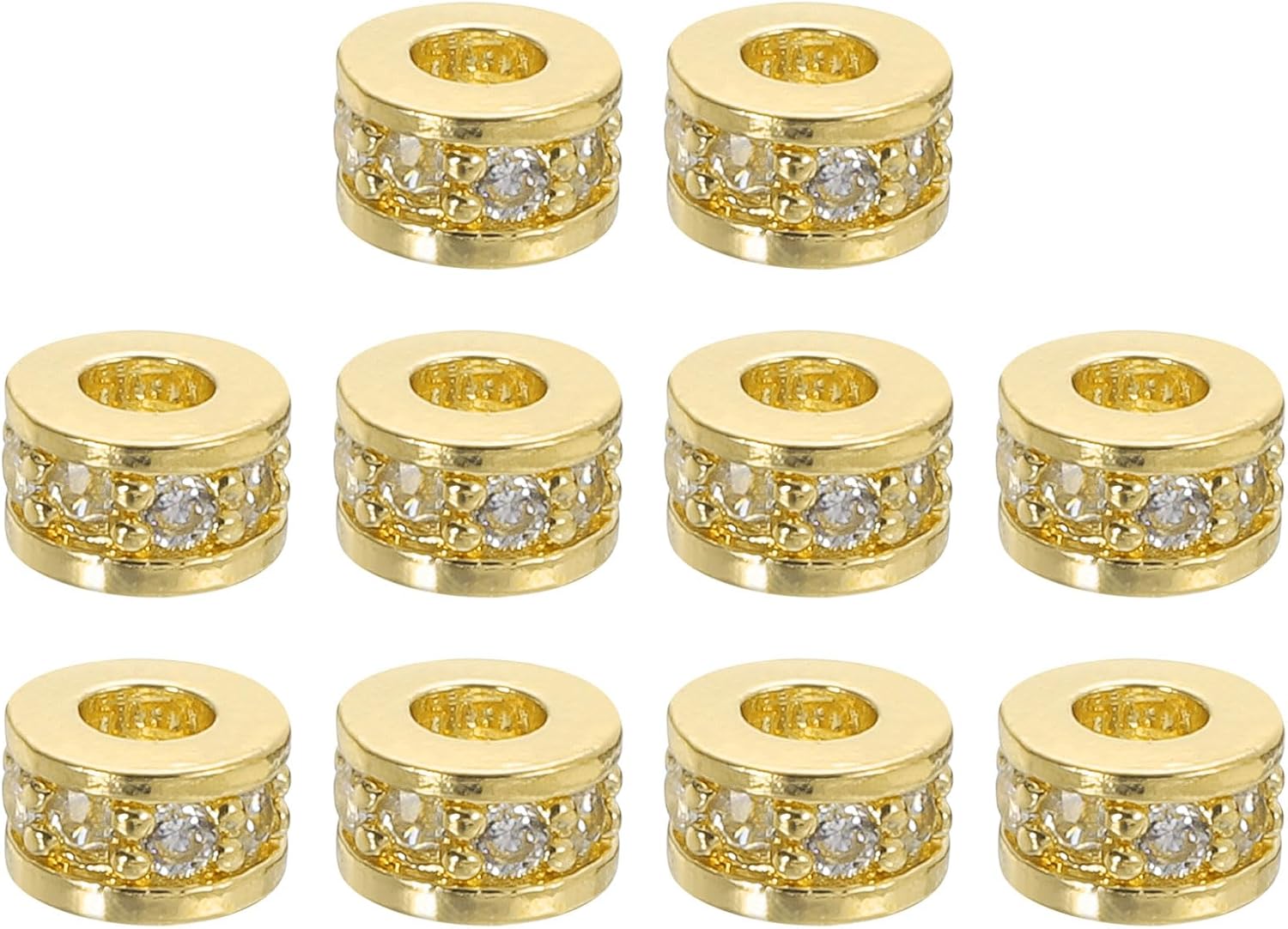 Amazon.com: uxcell Round Ring Charm Beads, 10Pcs 6mm - Brass Rhinestone ...
