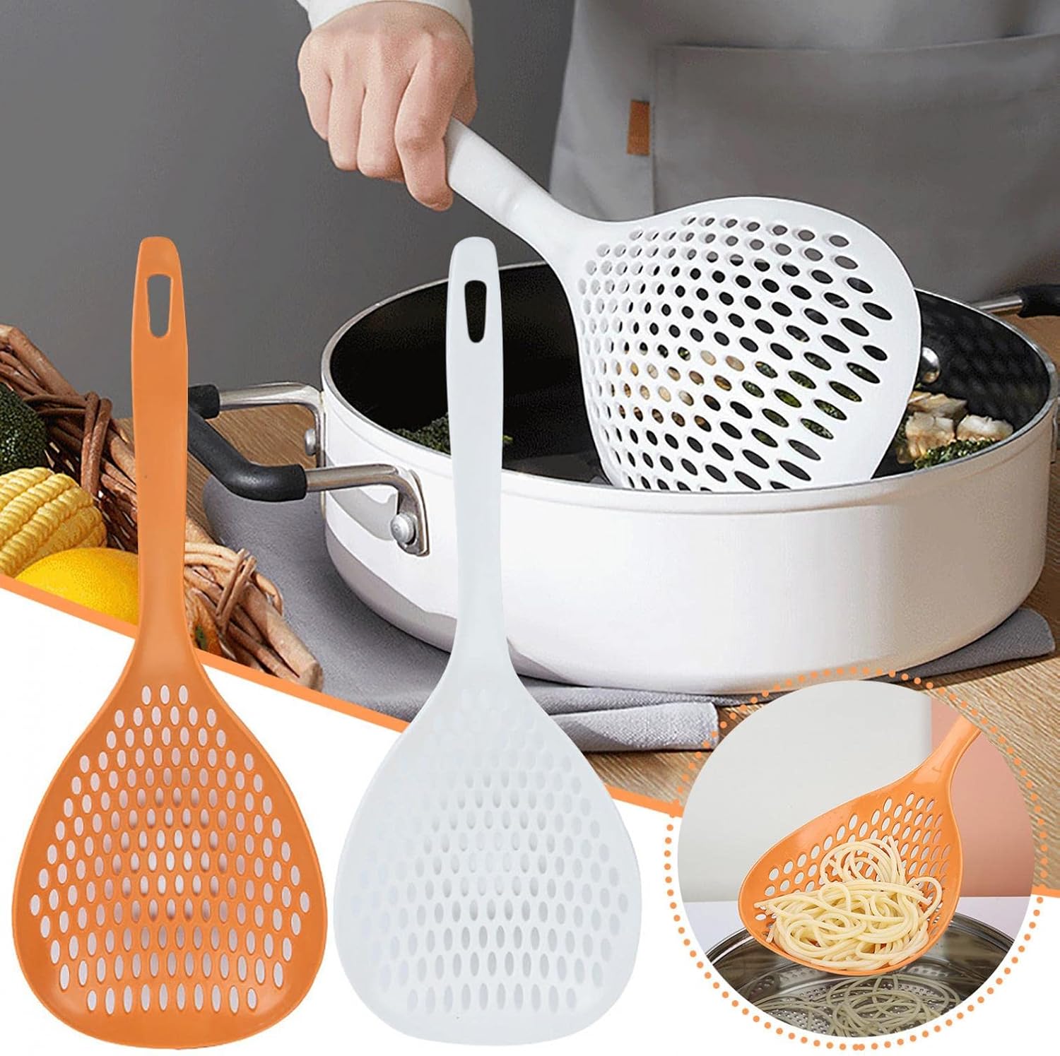Amazon.com: Kitchen Cooking Spoon Large Mesh Drainage Spoon for ...