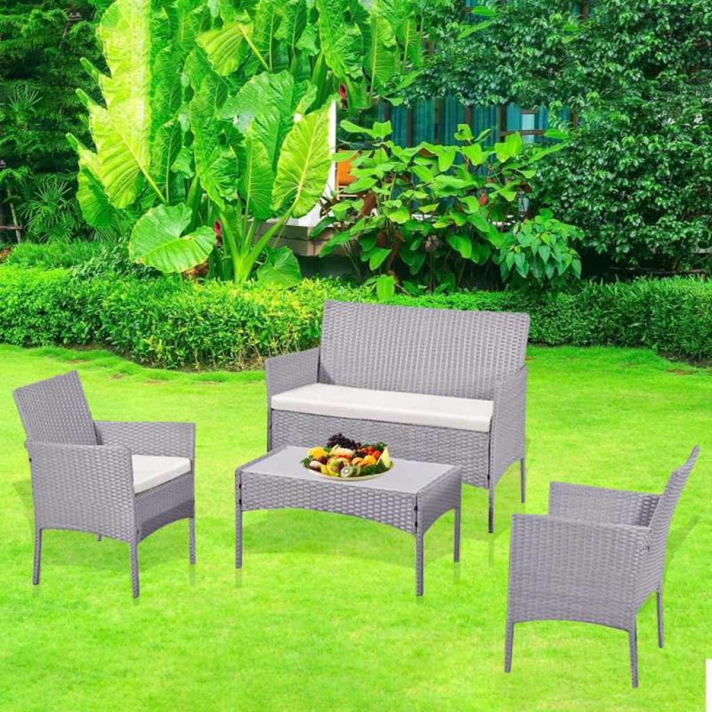 XEO HOME Rattan Garden Furniture Set 4 Pc Table and Chairs 4 Piece ...