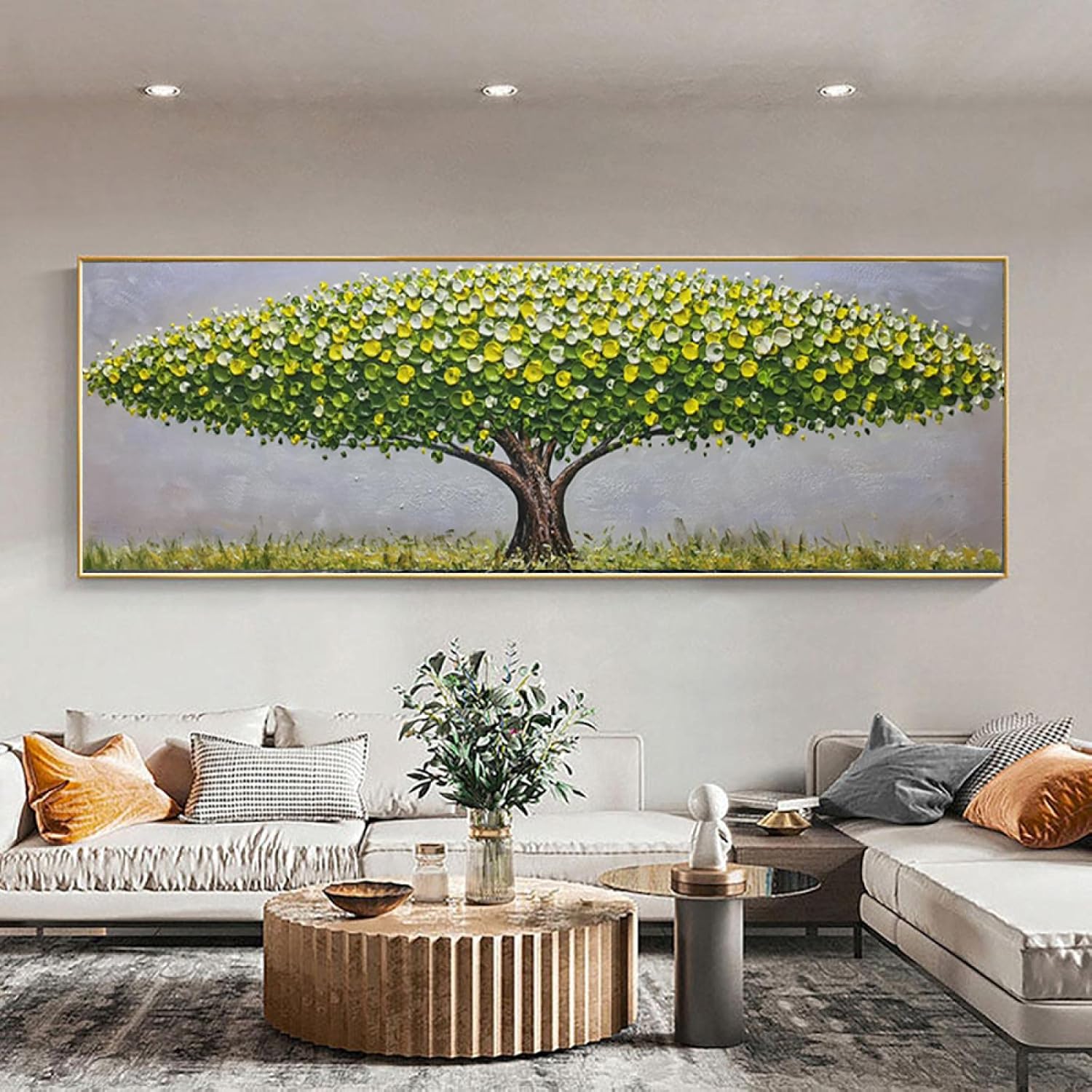 Amazon.com: Abstract Green Tree Picture Framed Abstract Large Wall Art ...