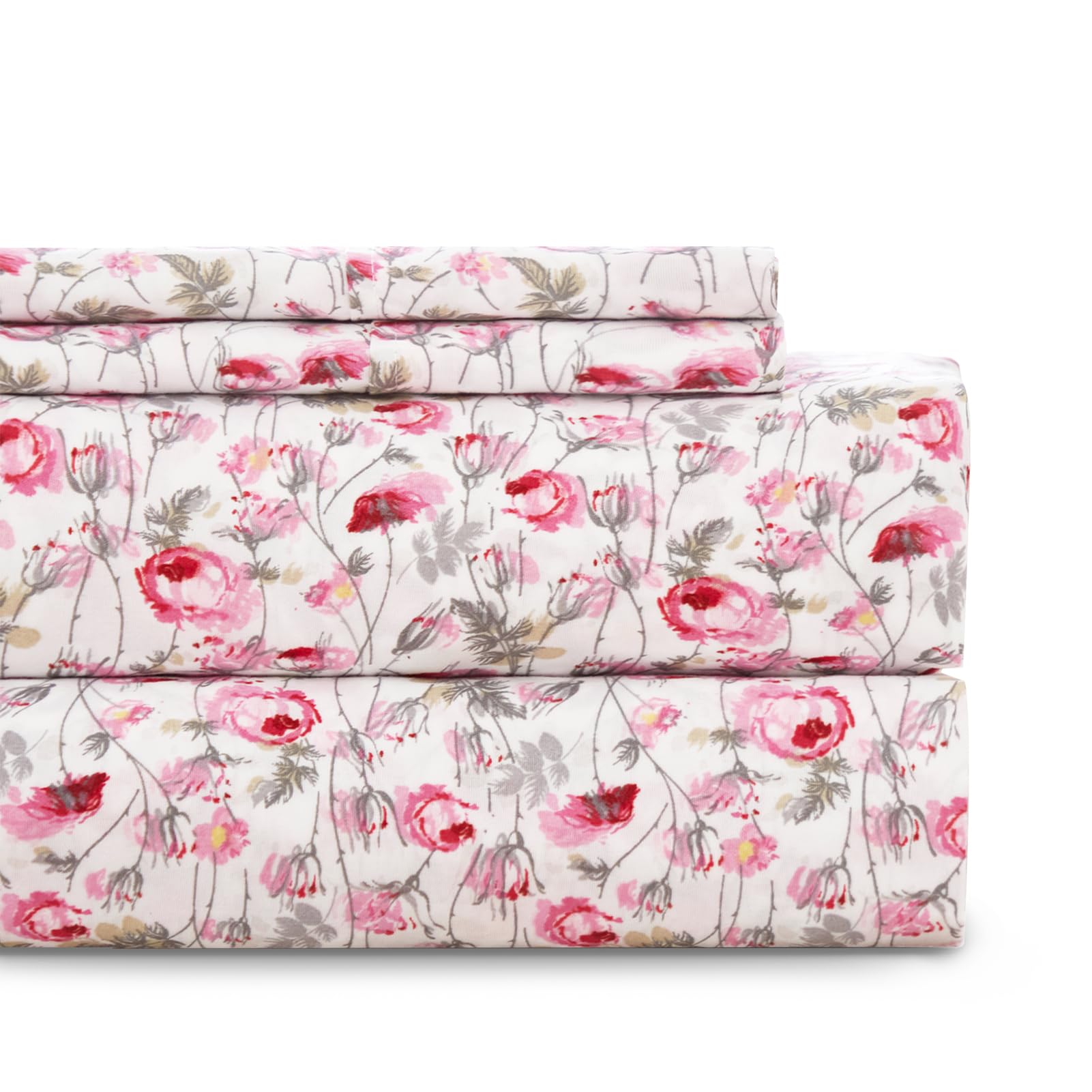 Amazon.com: UDEAL Queen Sheet Set 4 Pieces - Soft Floral Sheets Queen ...