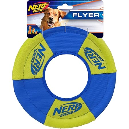 Pet Supplies : Nerf Dog Toss and Tug Ring Dog Toy, Frisbee, Lightweight ...