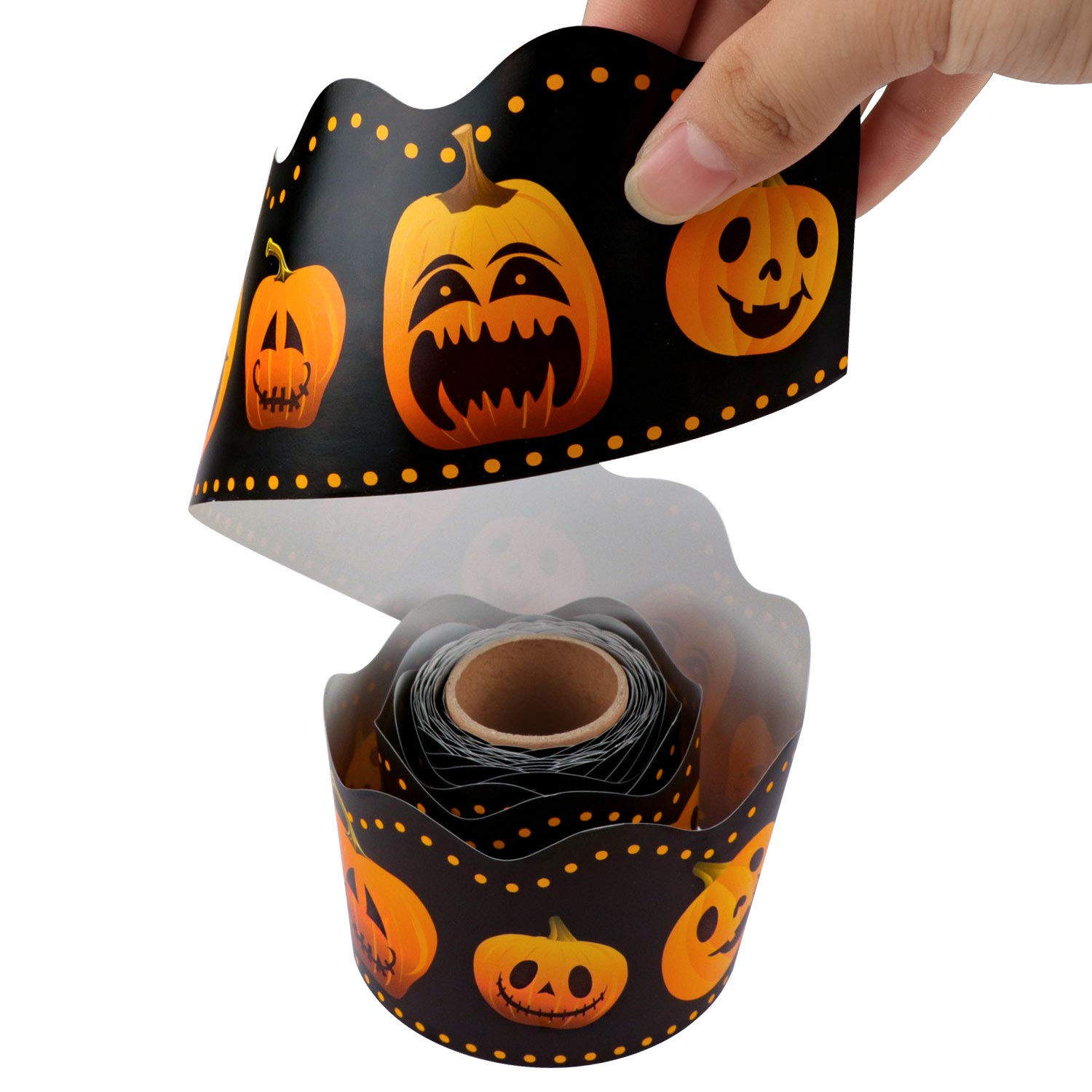 Snapklik.com : Halloween Pumpkin Themed Scalloped Bulletin Board Border ...