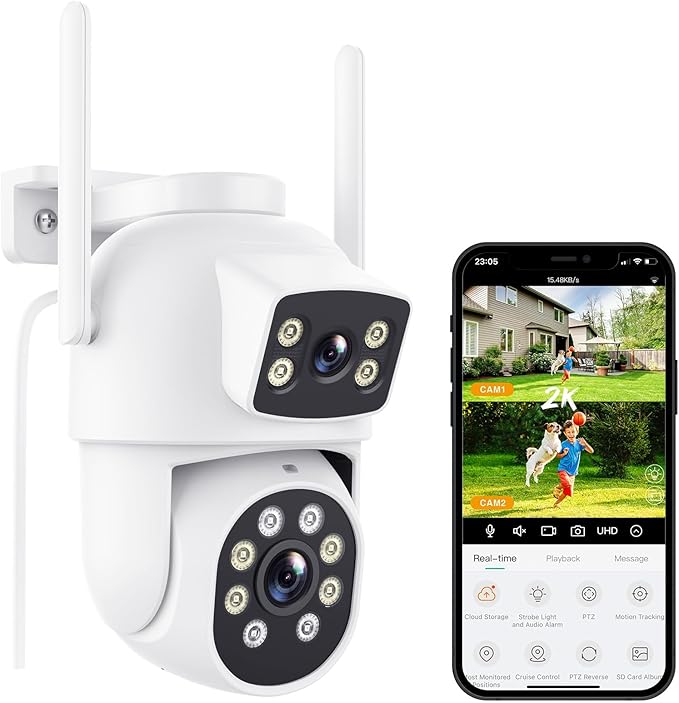 Amazon.com : Reobiux Dual Lens Security Camera Outdoor, 2.5K/6MP WiFi ...