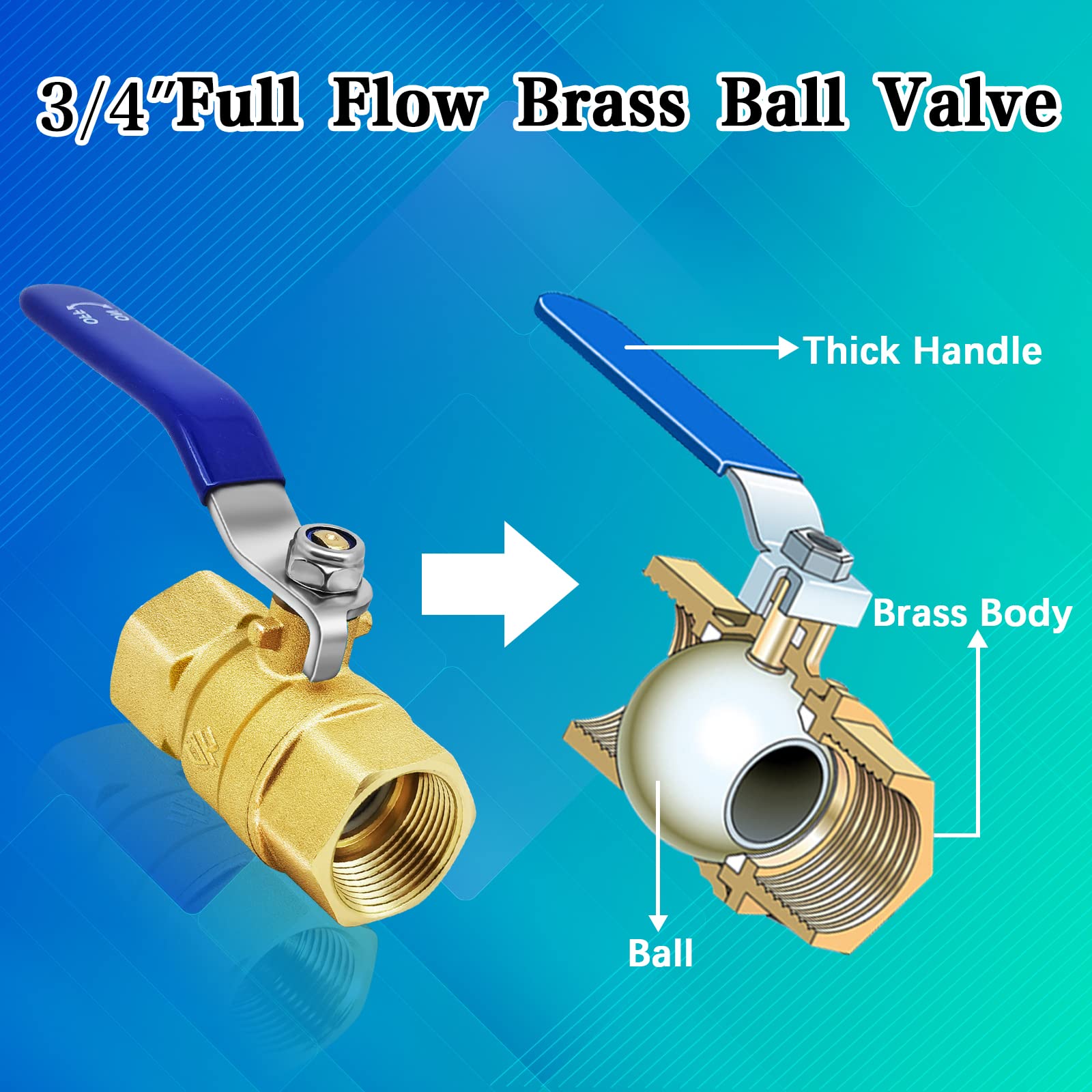 Snapklik.com : Full Port Ball Valve, 3/4 NPT Full Port Forged Brass ...
