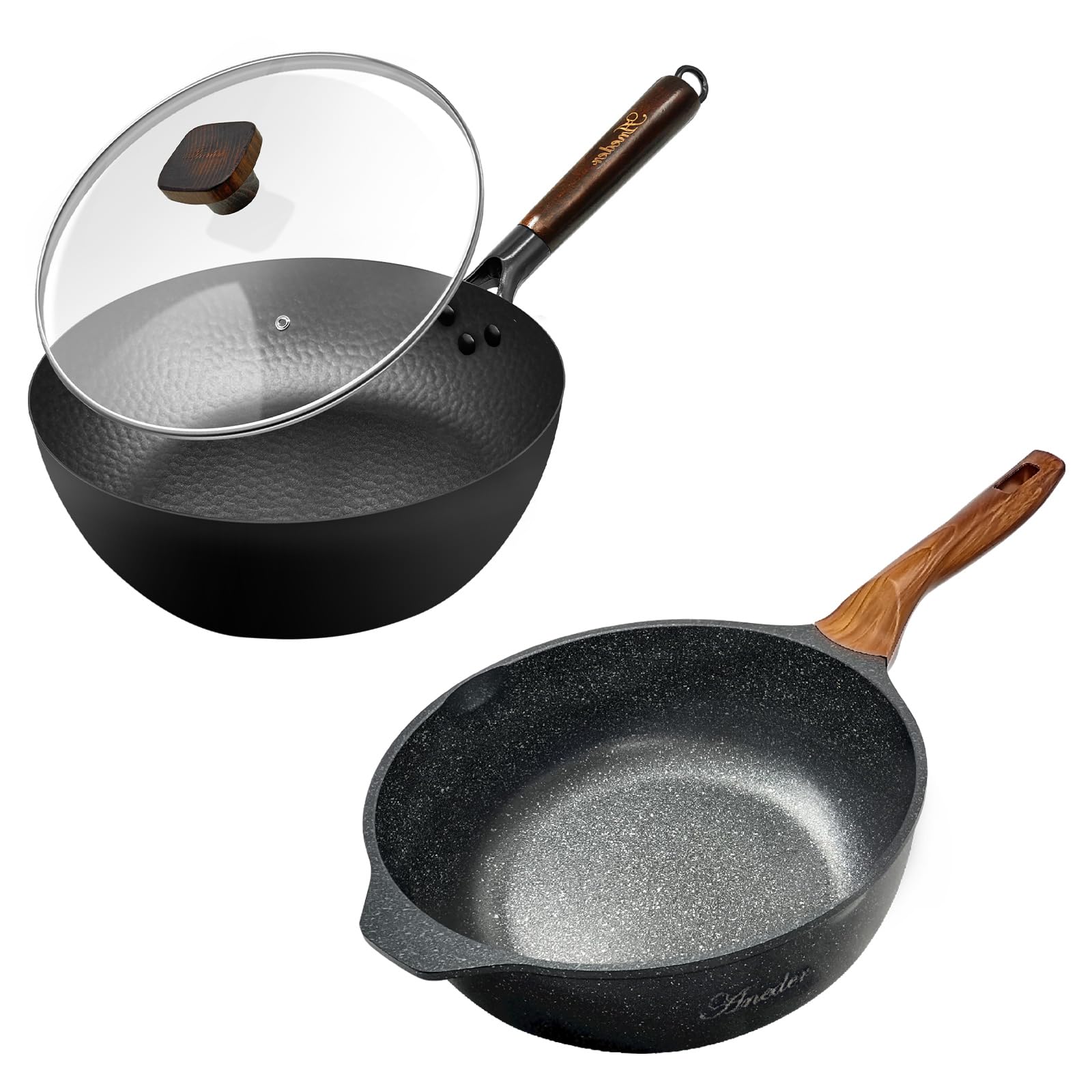 Amazon.com: ANEDER 10 inch Carbon Steel Wok Pan/Woks and Stir Fry Pans ...