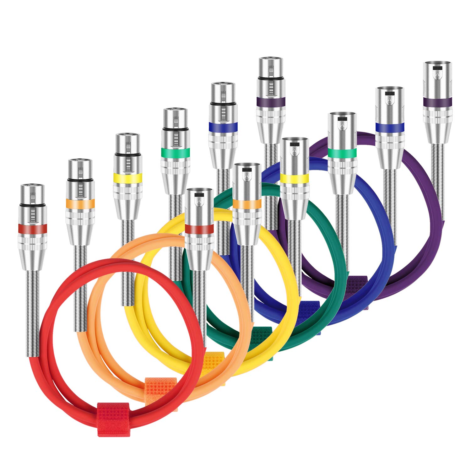 Amazon.com: Neewer 6-Pack Multi-Color XLR Patch Cables Audio Microphone ...