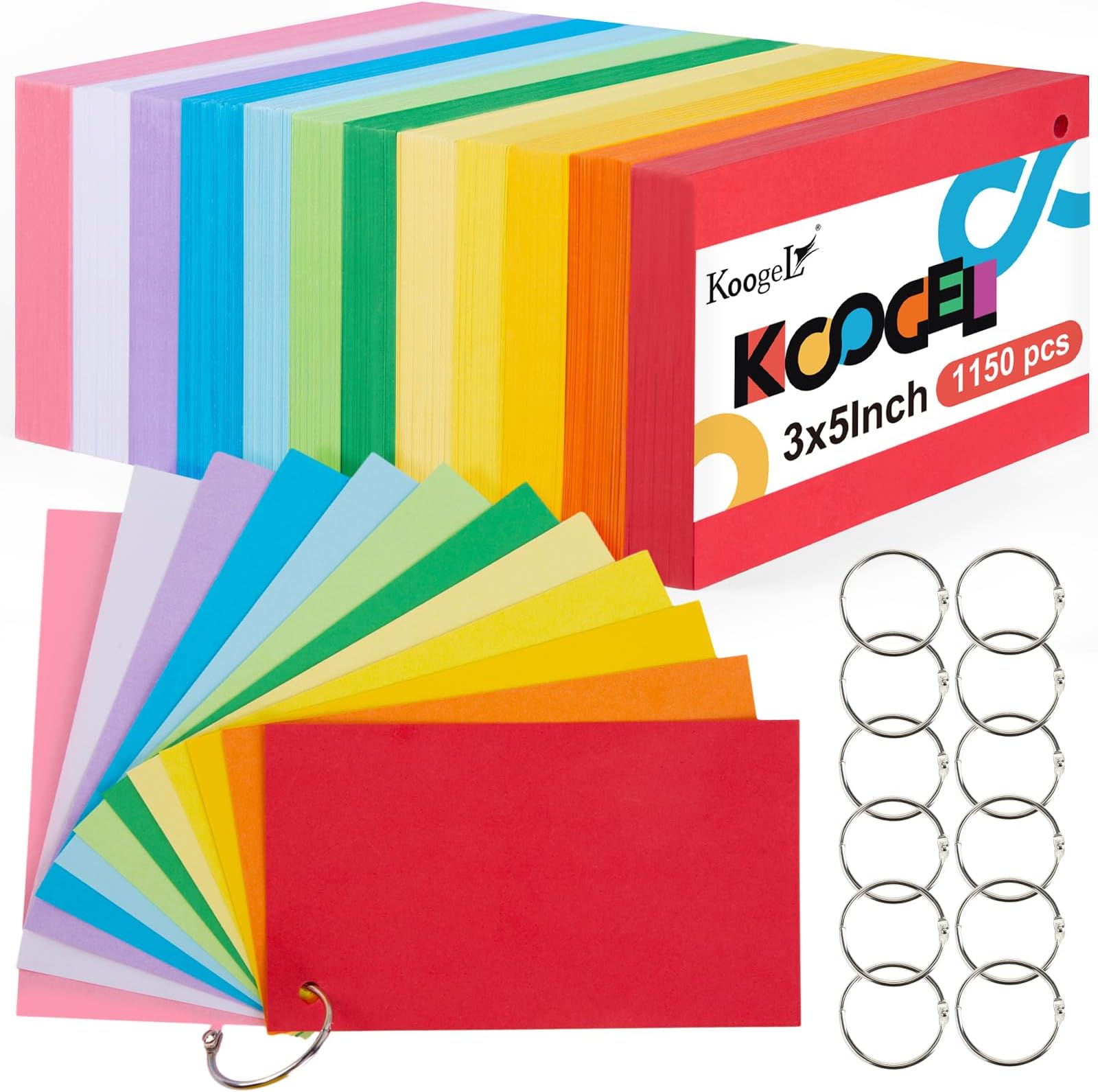 Amazon.com : Ctosree 1440 Pcs Index Cards with Ring 12 Color Morandi ...