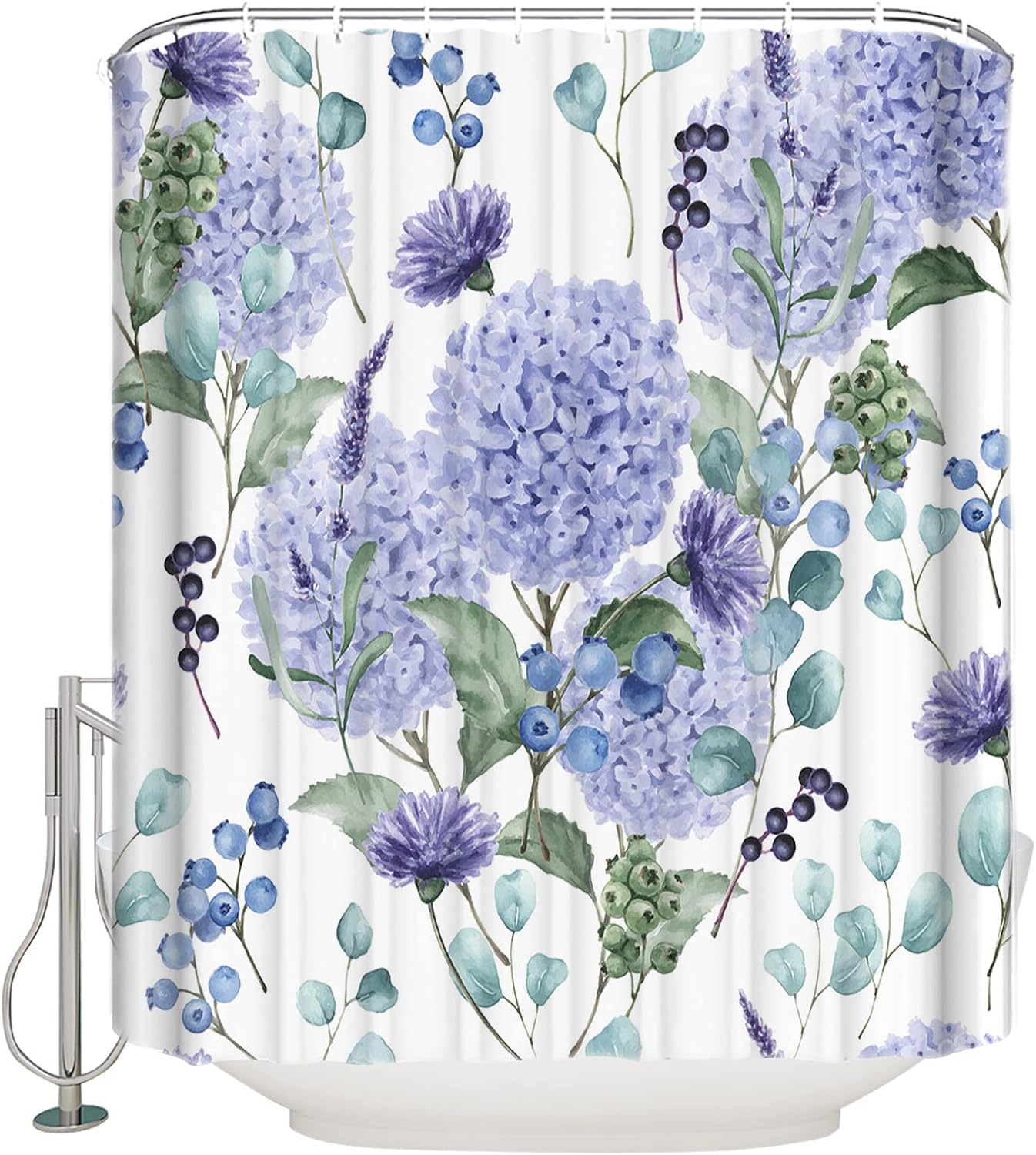 Amazon.com: AmbeHome Watercolor Purple Hydrangea Shower Curtains for ...