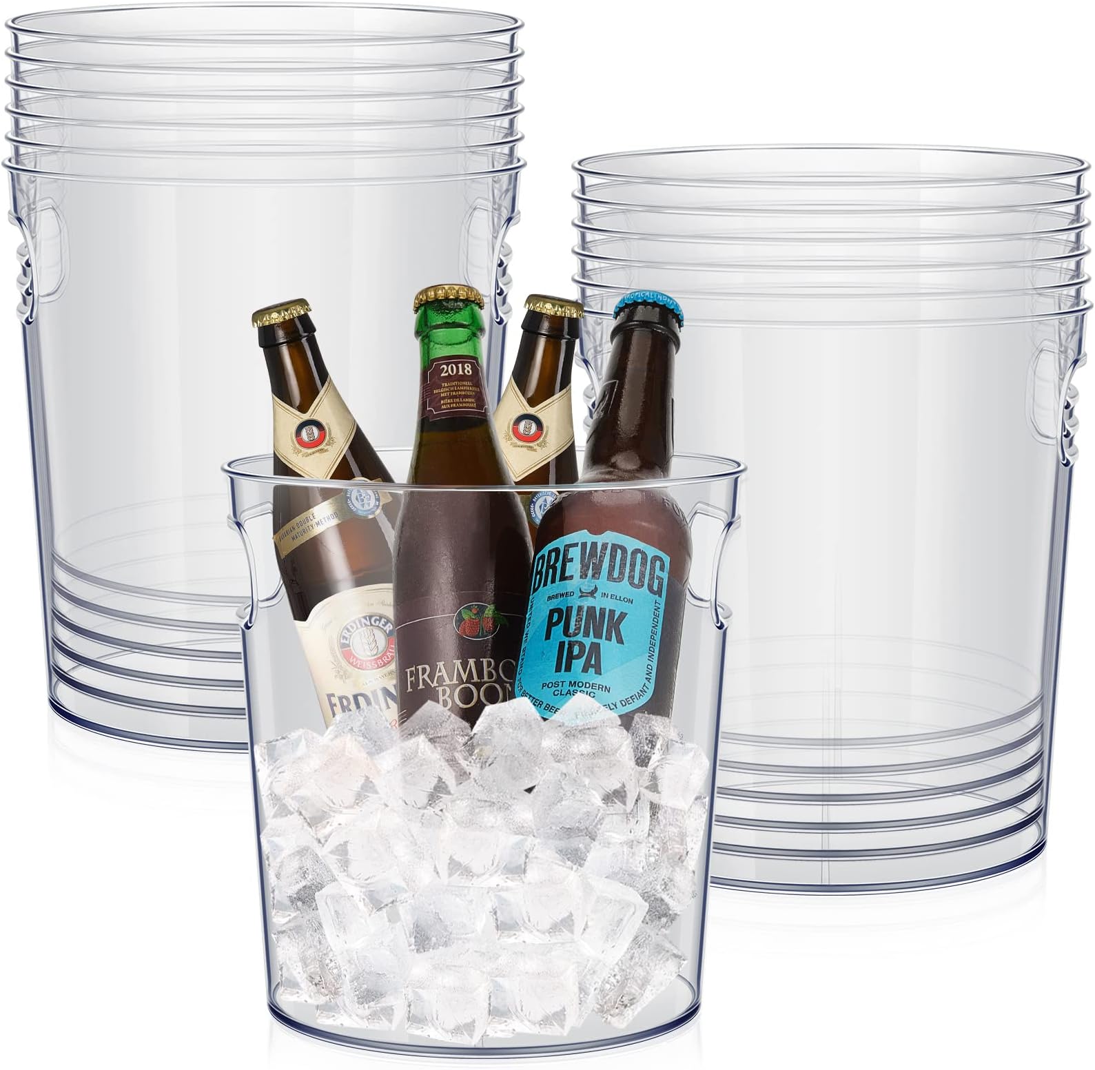Amazon.com: 12 Pcs Plastic Ice Buckets with Handle Clear Wine Bucket ...