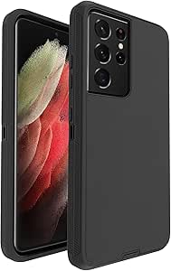 Amazon.com: Aliruke Case for Samsung Galaxy S21 Ultra Phone Case for S21 Ultra 5G Black/Black ...