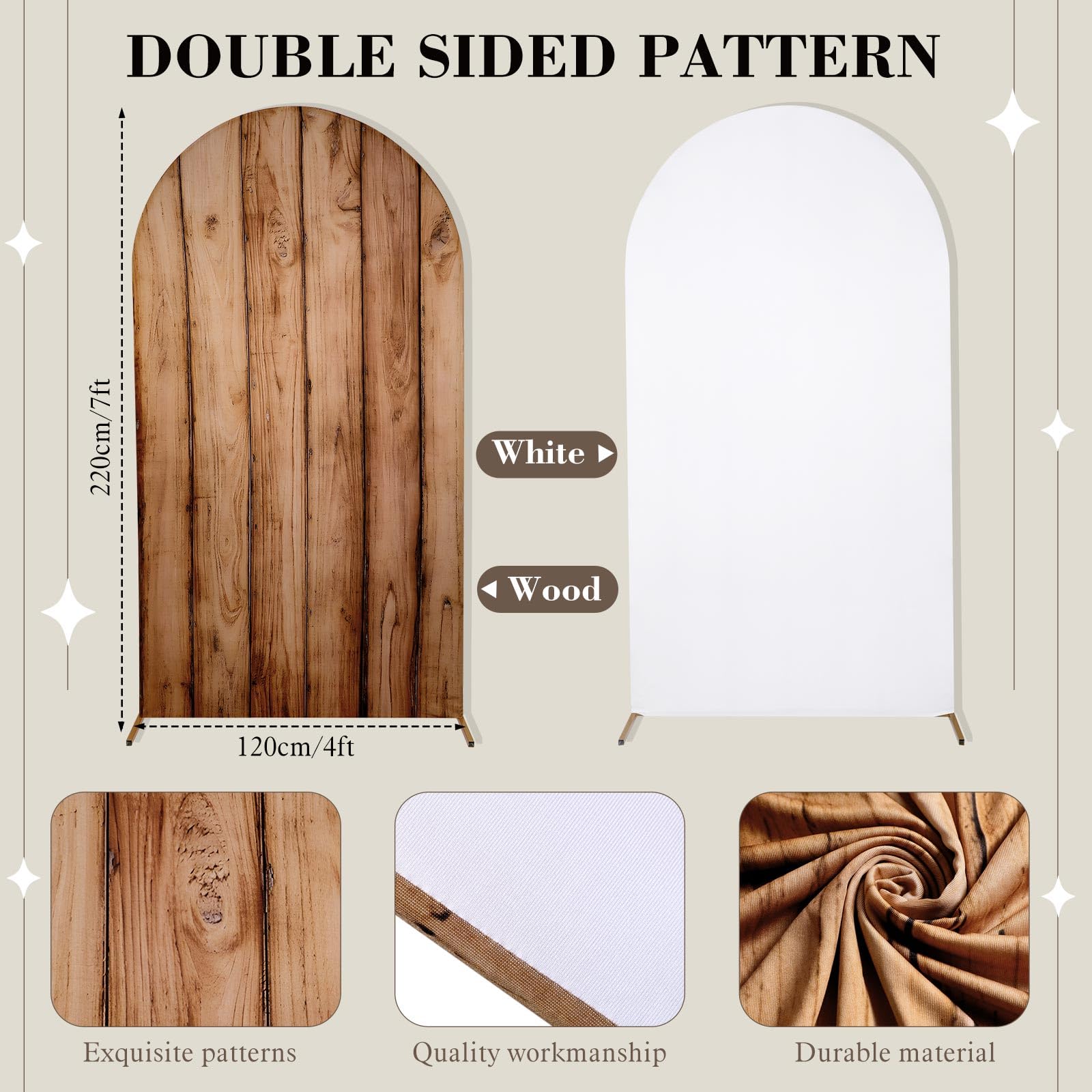 Breling 7.2 ft Rustic Wood Arch Backdrop Cover Spandex Fitted Wedding ...