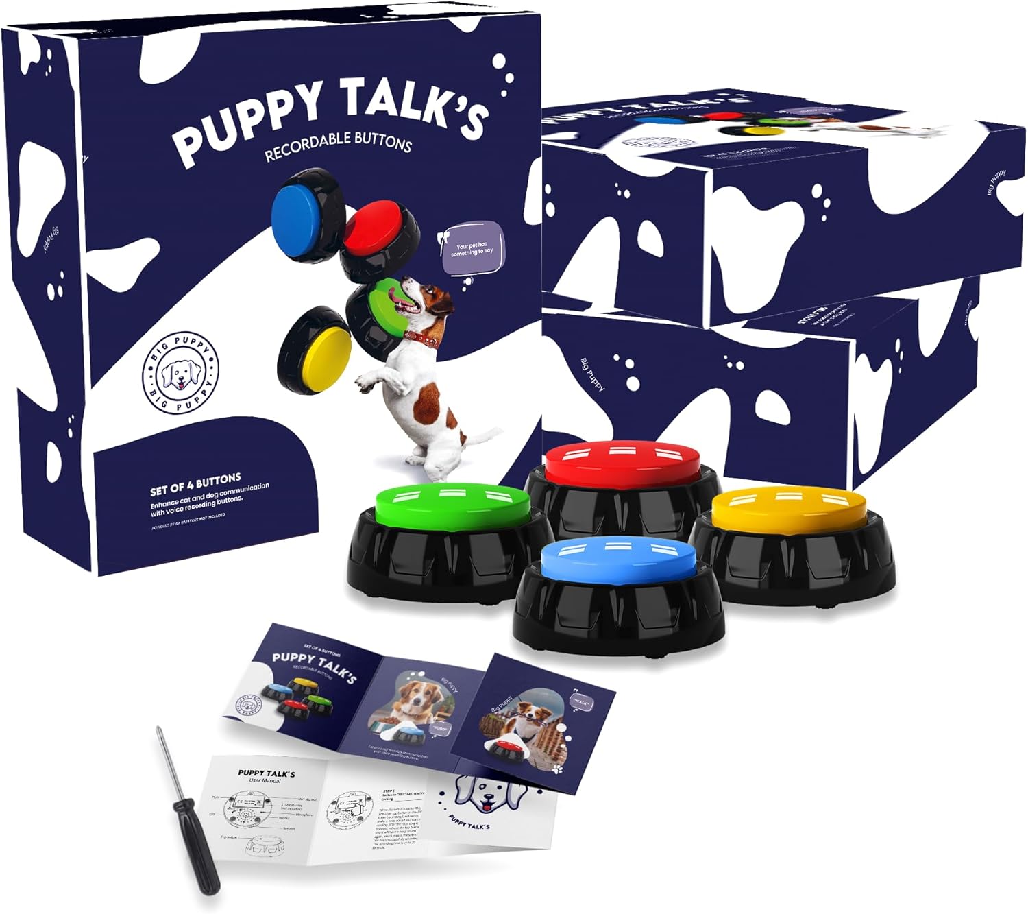 Amazon.com : Puppy Talk's - Recordable Button - Set of 4 Customizable ...