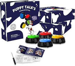Amazon.com : Puppy Talk's - Recordable Button - Set of 4 Customizable Talking Buttons for Dogs ...
